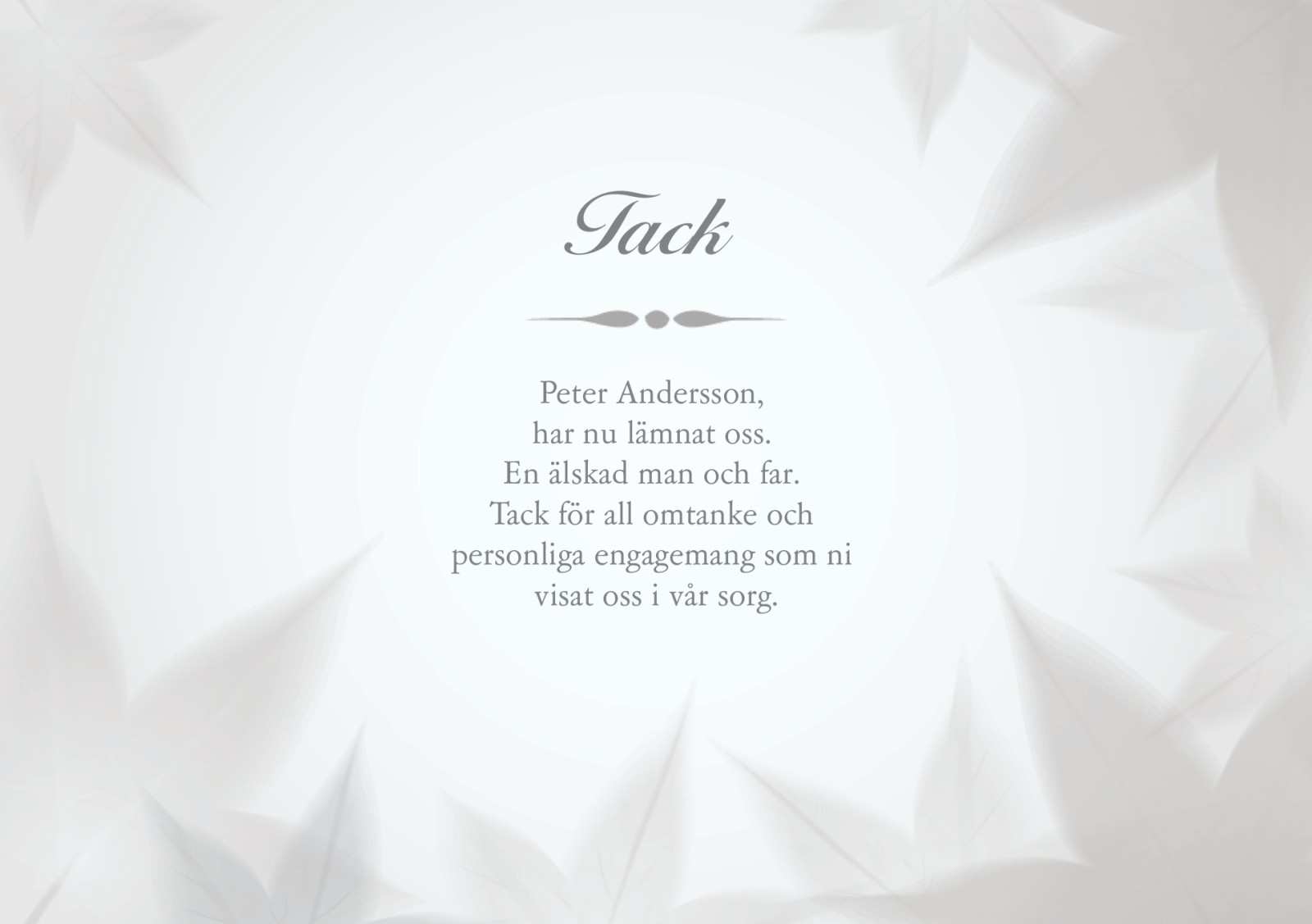 Tackkort efter begravning | Optimalprint